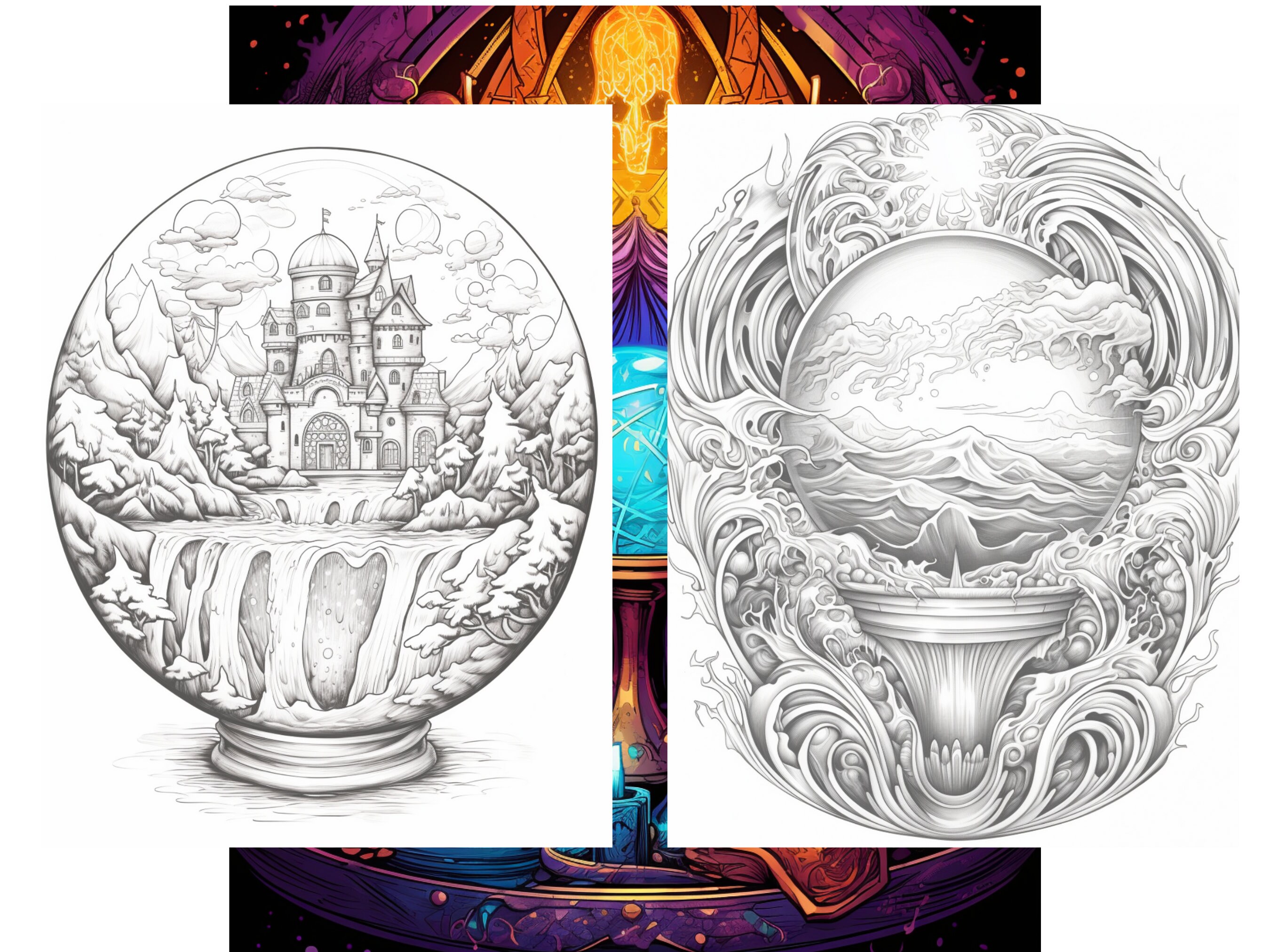 50 Magic Crystal Ball Coloring Pages - Adult and Kids Coloring Book ...