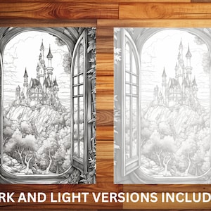 100 Windows to Another World Coloring Book - Adult Coloring Pages ...