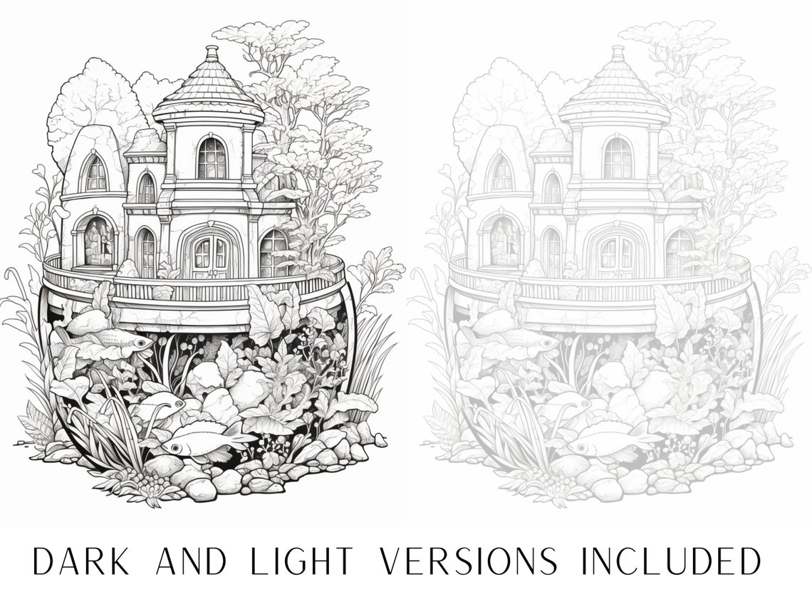 25 Fishtank House Coloring Pages Adults and Kids Coloring - Etsy