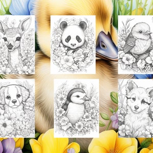 50 Cute Floral Baby Animal Coloring Pages - Adult and Kids Coloring ...