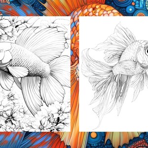 50 Assorted Fish Coloring Pages - Adult and Kids Coloring Book, Ocean ...