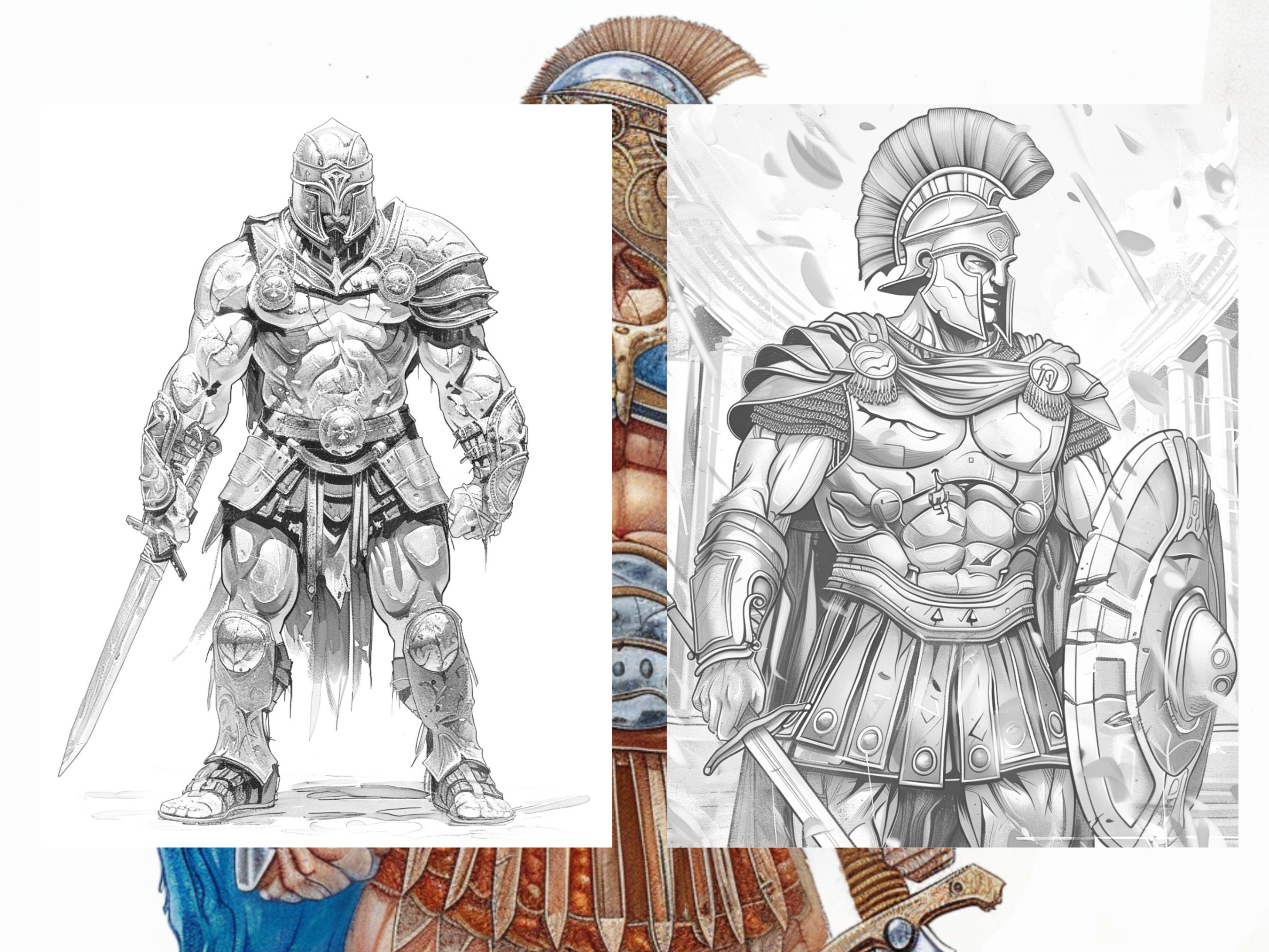 25 Gladiator Coloring Pages - Adult Coloring Book, Fantasy Coloring ...