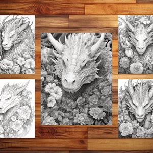 25 Flower Dragon Coloring Pages - Adults and Kids Coloring Book ...