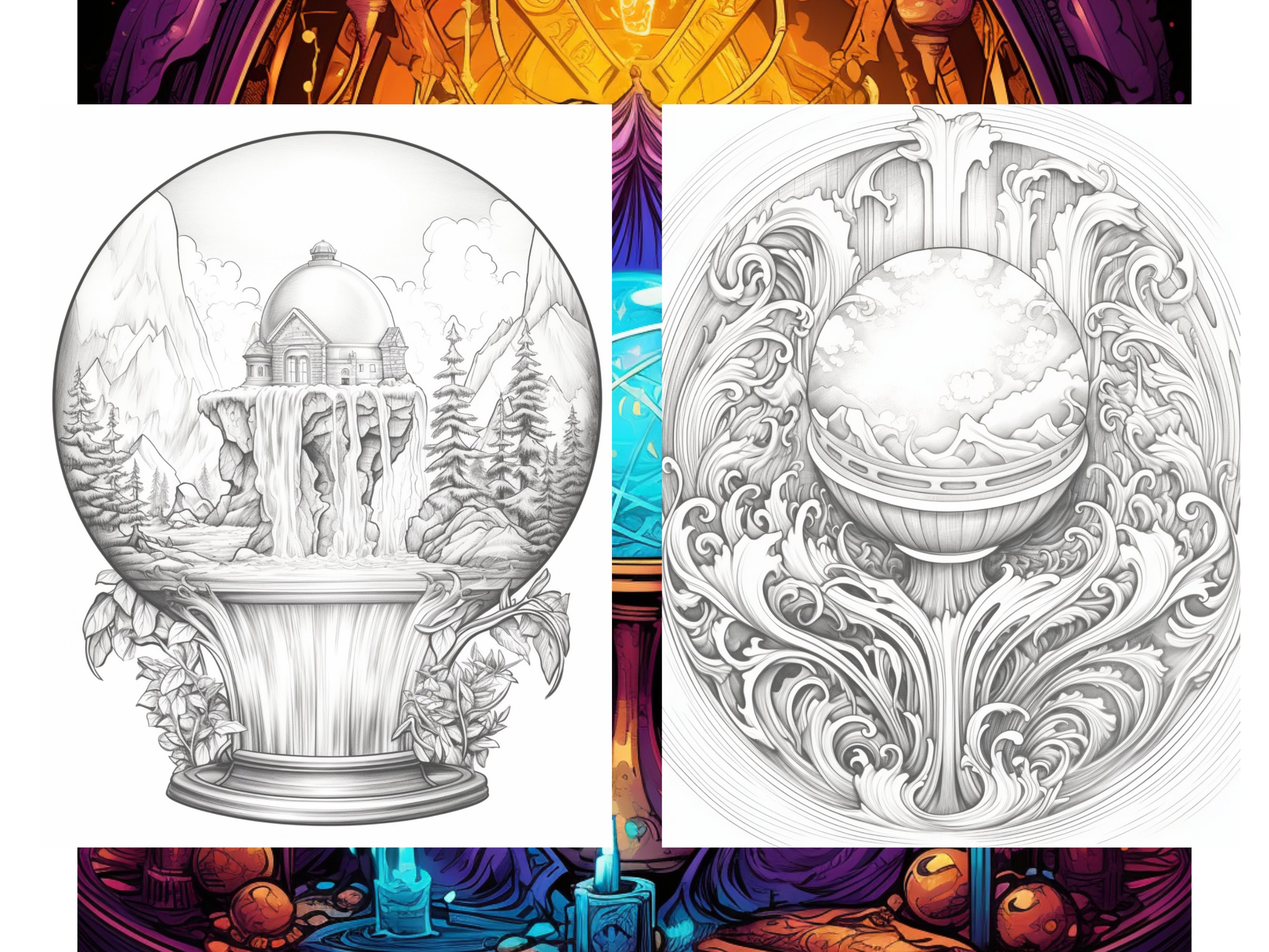 50 Magic Crystal Ball Coloring Pages - Adult and Kids Coloring Book ...