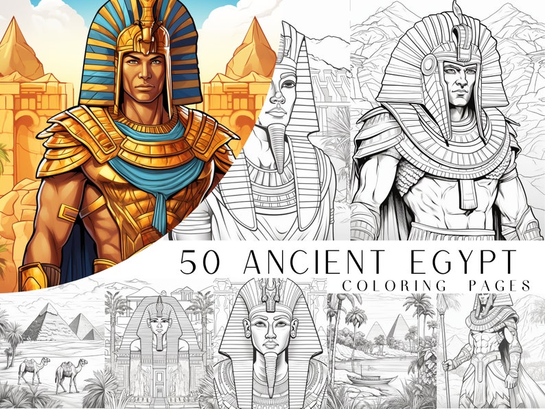 50 Ancient Egypt Coloring Pages Adult and Kids Coloring Book, History ...