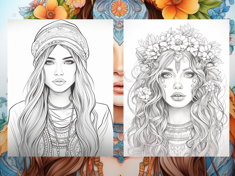 25 Bohemian Woman Coloring Pages - Adults and Kids Coloring Book ...