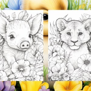 50 Cute Floral Baby Animal Coloring Pages - Adult and Kids Coloring ...