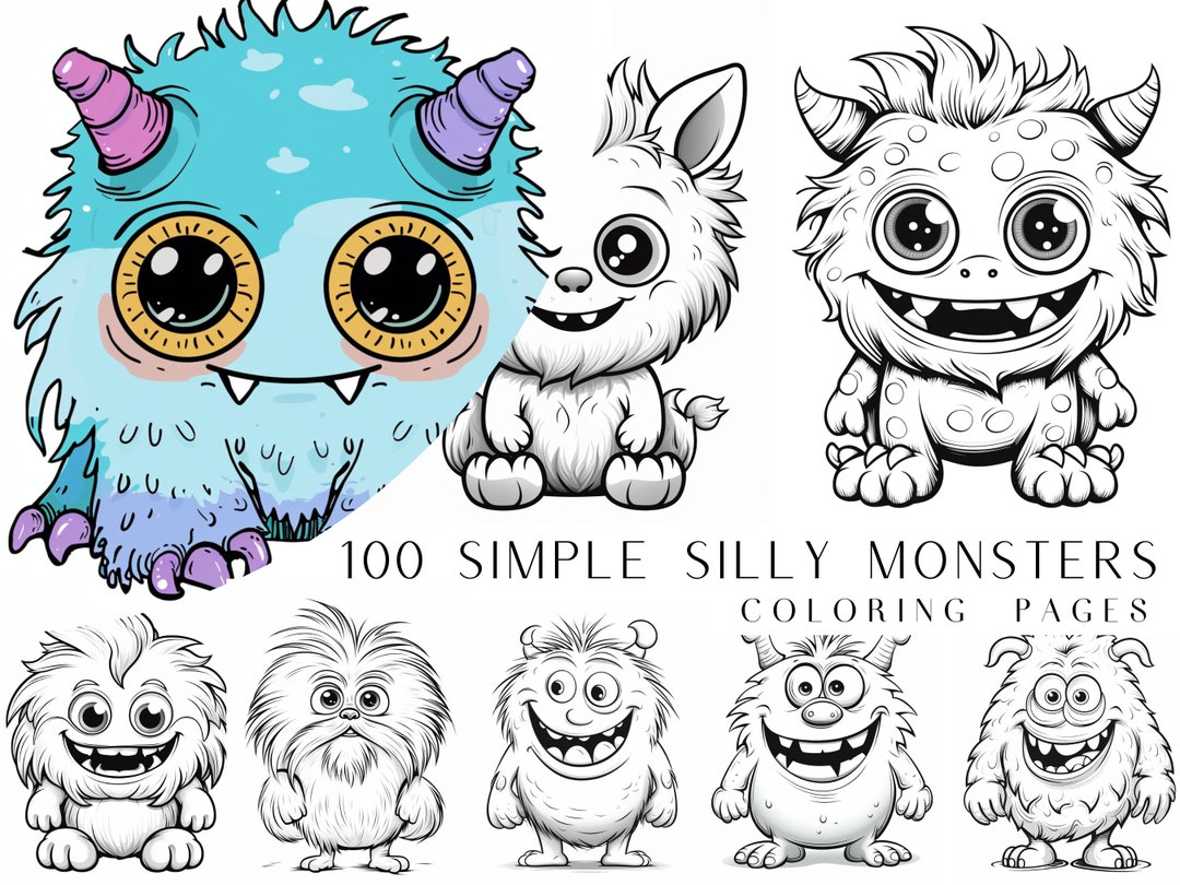 100 Simple Silly Monsters Coloring Pages - Adult and Kids Coloring Book ...