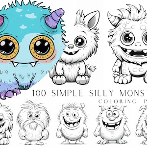 100 Simple Silly Monsters Coloring Pages - Adult and Kids Coloring Book ...