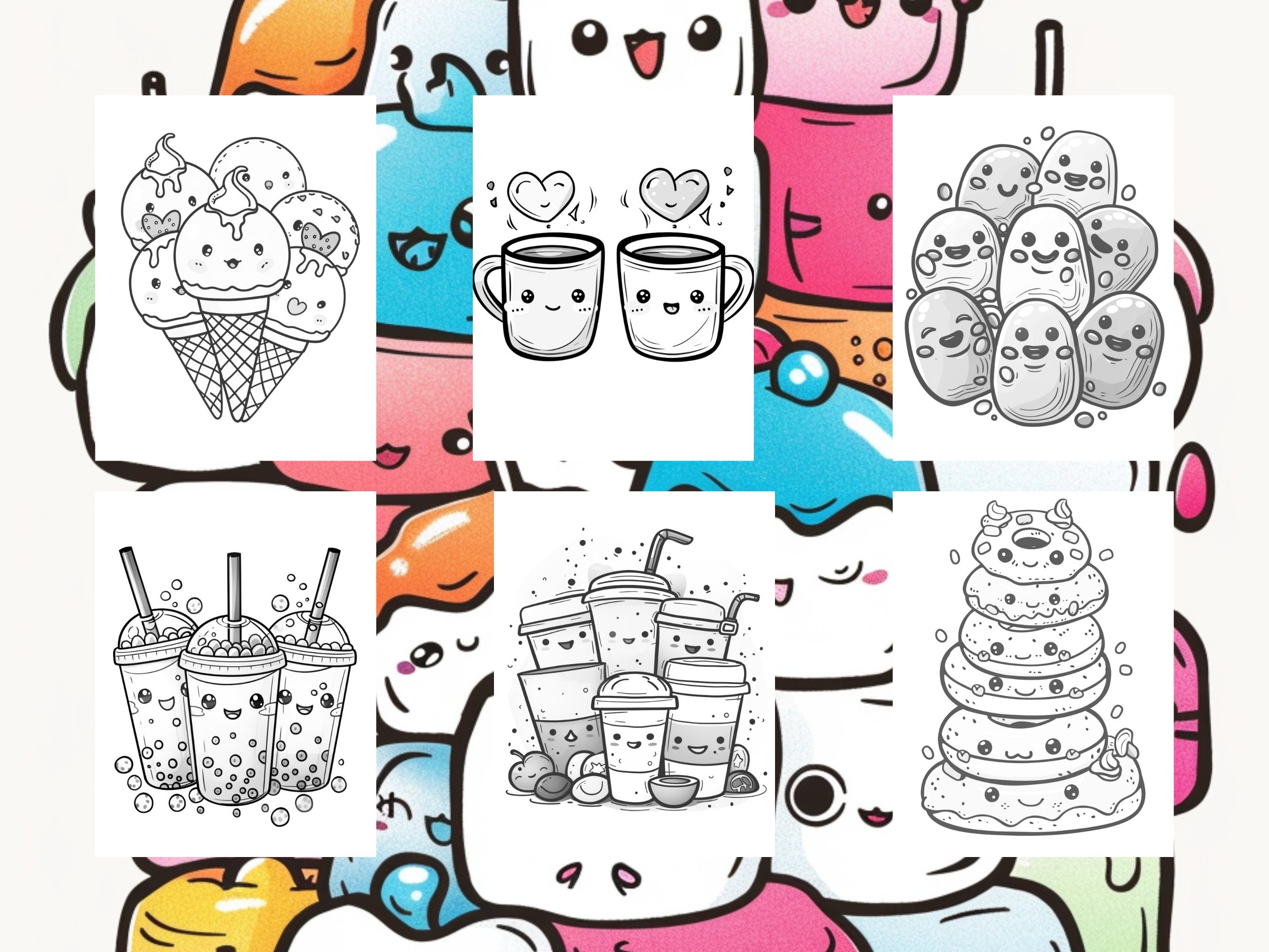 25 Cute Kawaii Sweets Coloring Pages - Adult and Kids Coloring Book ...