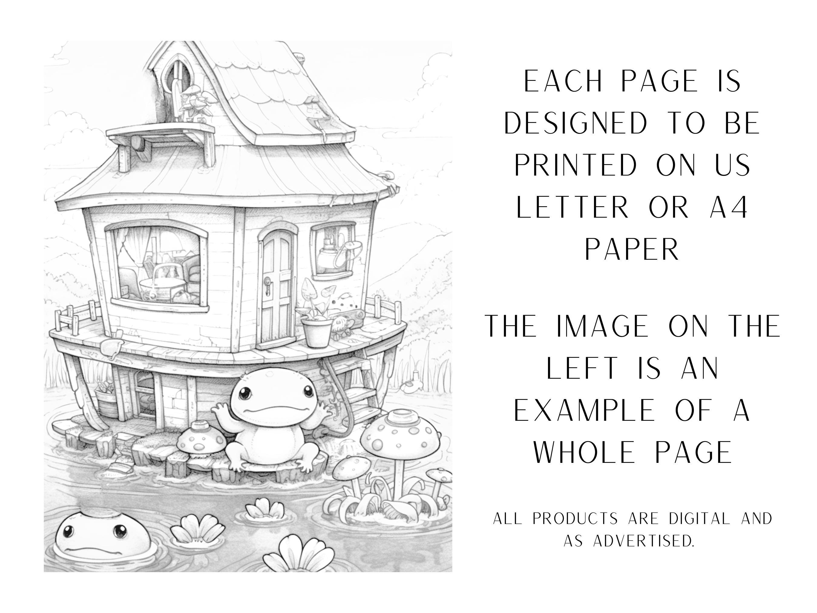 50 Kawaii Tiny Home Coloring Pages - Adult and Kids Coloring Book ...