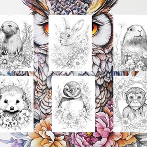 100 Floral Animal Coloring Pages - Instand Digital PDF Download, Adult ...