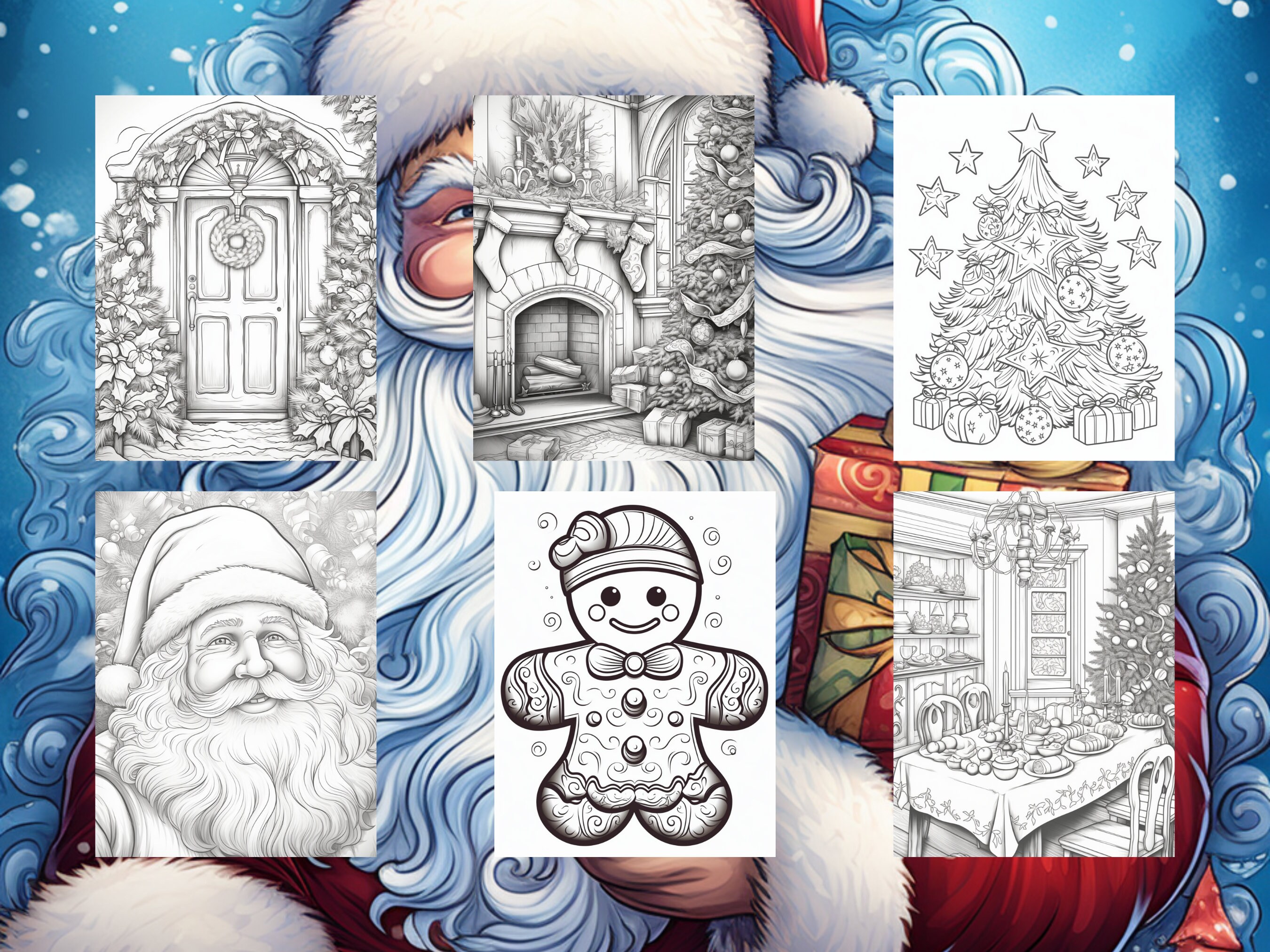 50 Christmas Coloring Pages - Adult and Kids Coloring Book, Christmas ...