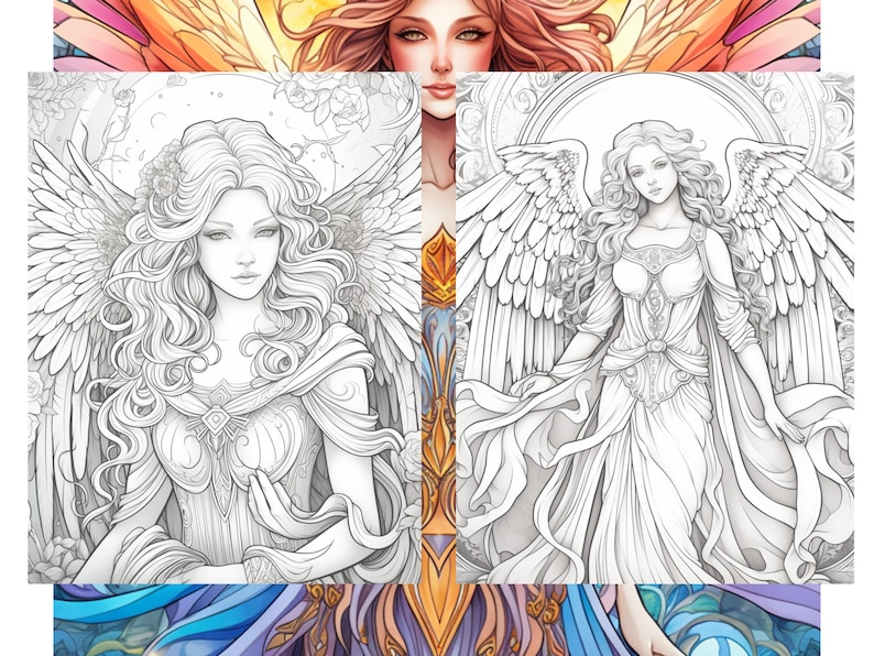 25 Heavenly Angel Coloring Pages Adult and Kids Coloring Book, Digital ...