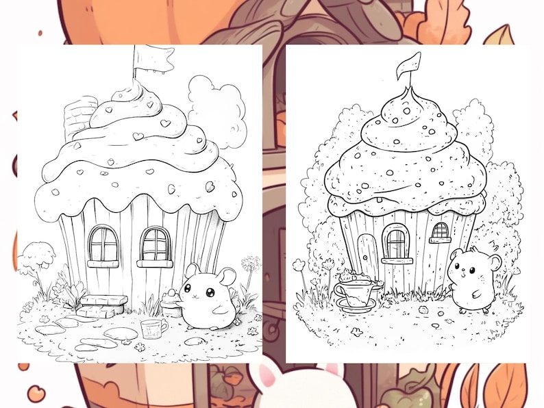 50 Kawaii Tiny Home Coloring Pages - Adult and Kids Coloring Book ...