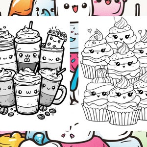 25 Cute Kawaii Sweets Coloring Pages - Adult and Kids Coloring Book ...
