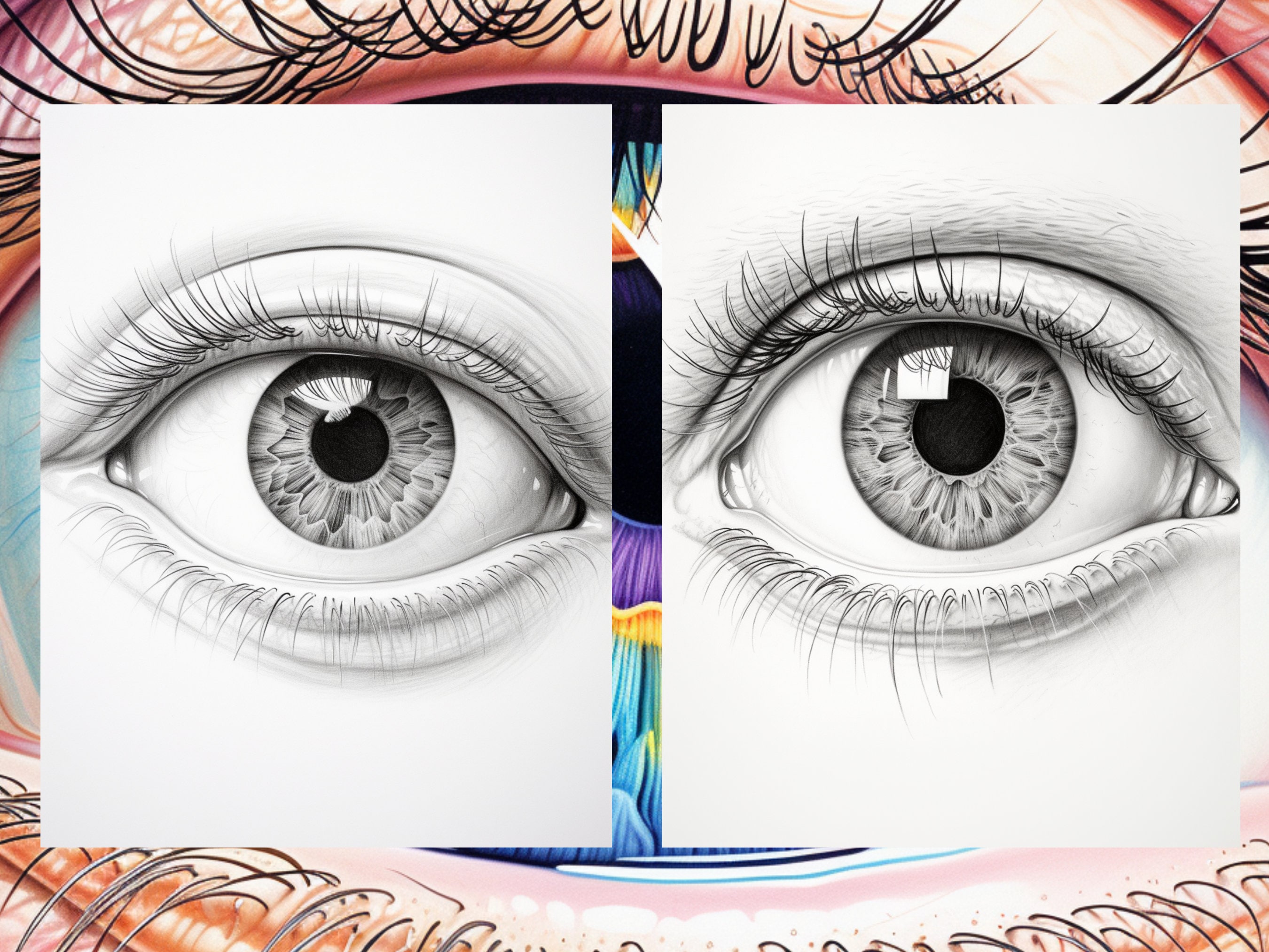25 Realistic Human Eye Coloring Pages Adult and Kids Coloring Book ...