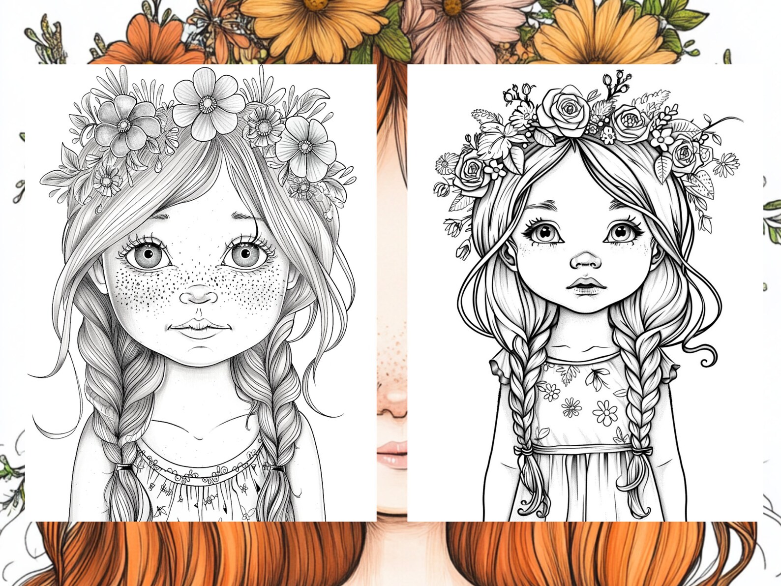 75 Flower Crowned Fiction Girls Coloring Pages - Printable File, Adult ...