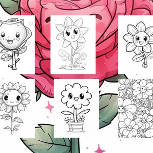 25 Cute Kawaii Flower Coloring Pages - Adult and Kids Coloring Book ...