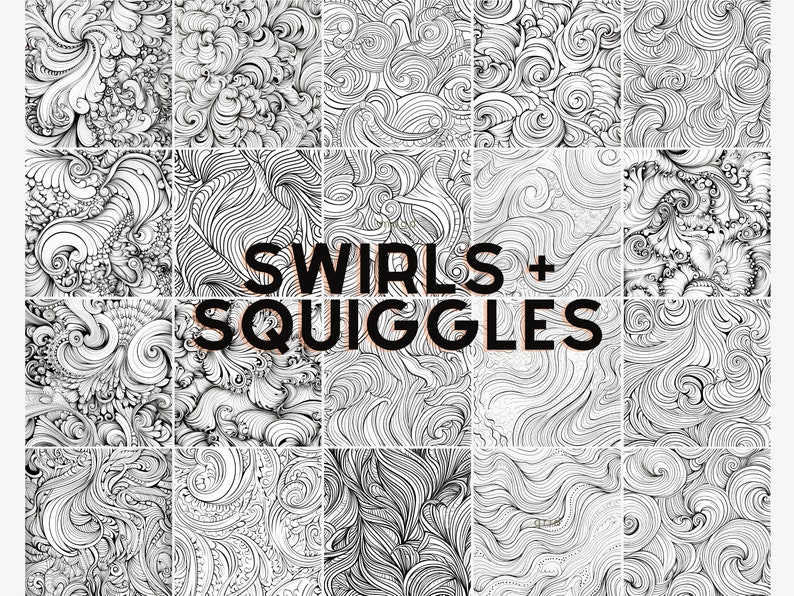 50 Pattern Swirls and Squiggles Coloring Pages Adults Coloring Book ...