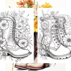 50 Flower Boot Coloring Pages - Adult and Kids Coloring Book, Coloring ...