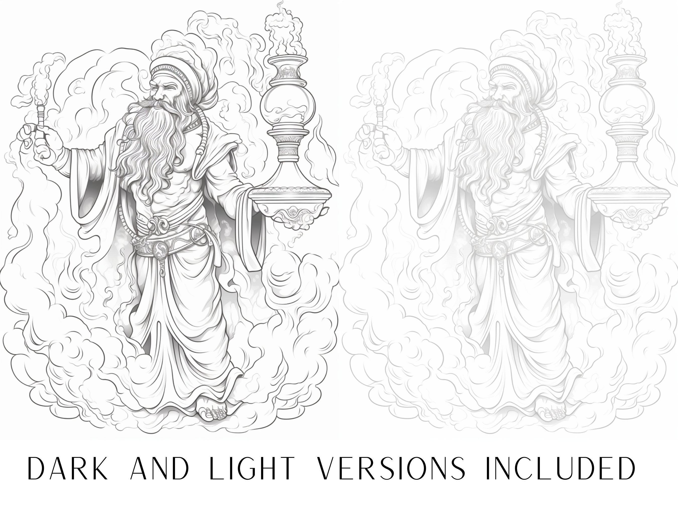 25 Magical Genie Coloring Pages - Adult and Kids Coloring Book, Fantasy ...