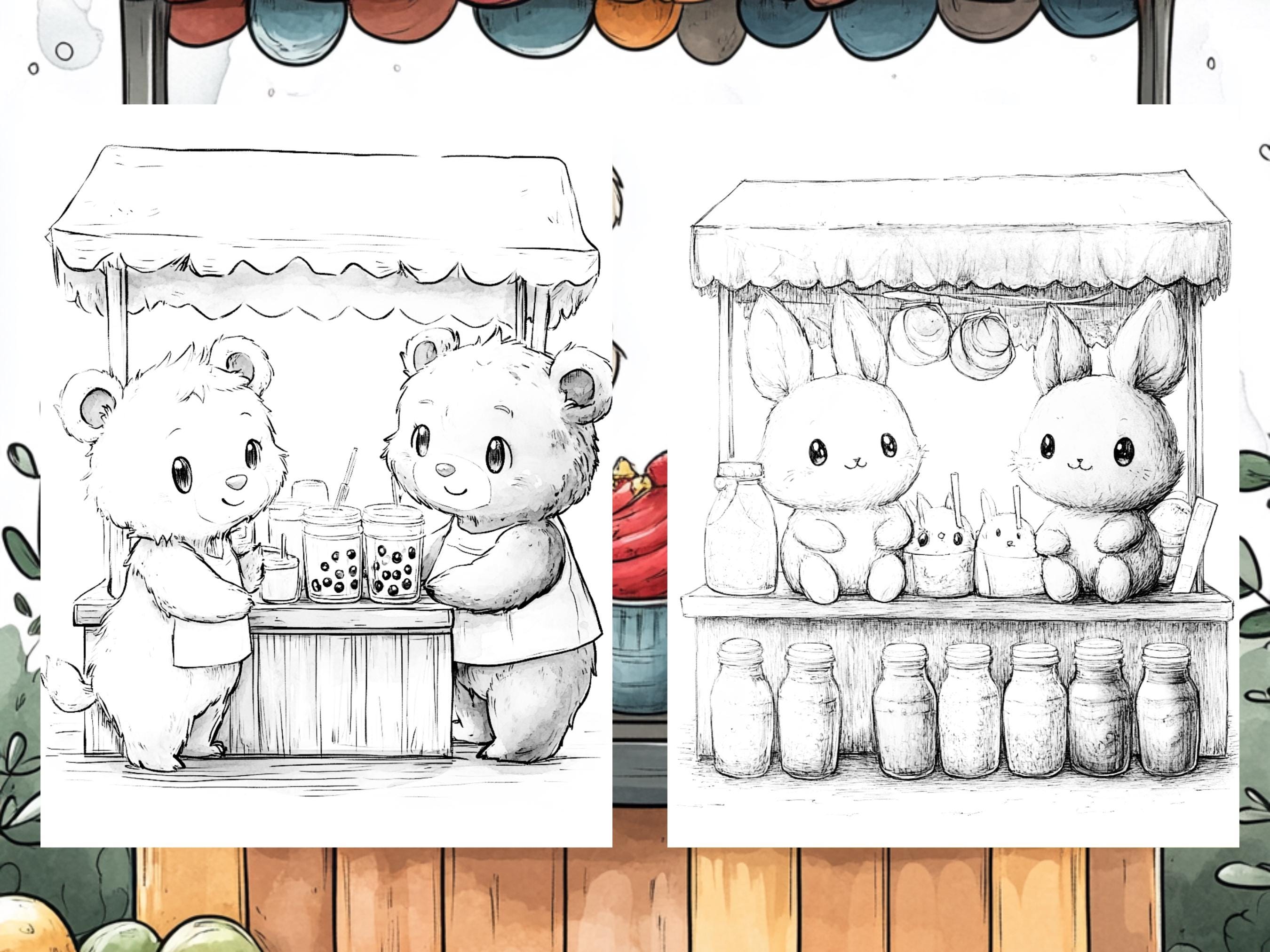 100 Cute Market Stall Coloring Pages - Instant Digital PDF Download ...