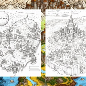50 Fantasy Map Coloring Pages - Adult and Kids Coloring Book, Fantasy ...