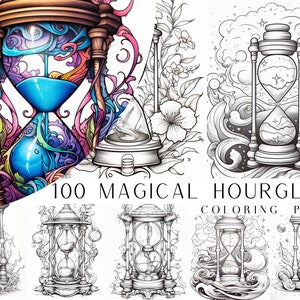 100 Magical Hourglass Coloring Pages Adults and Kids Coloring Book ...