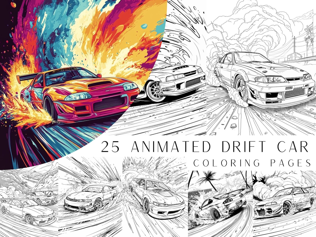 25 Animated Drift Car Coloring Pages - Kids and Adult Coloring Book ...