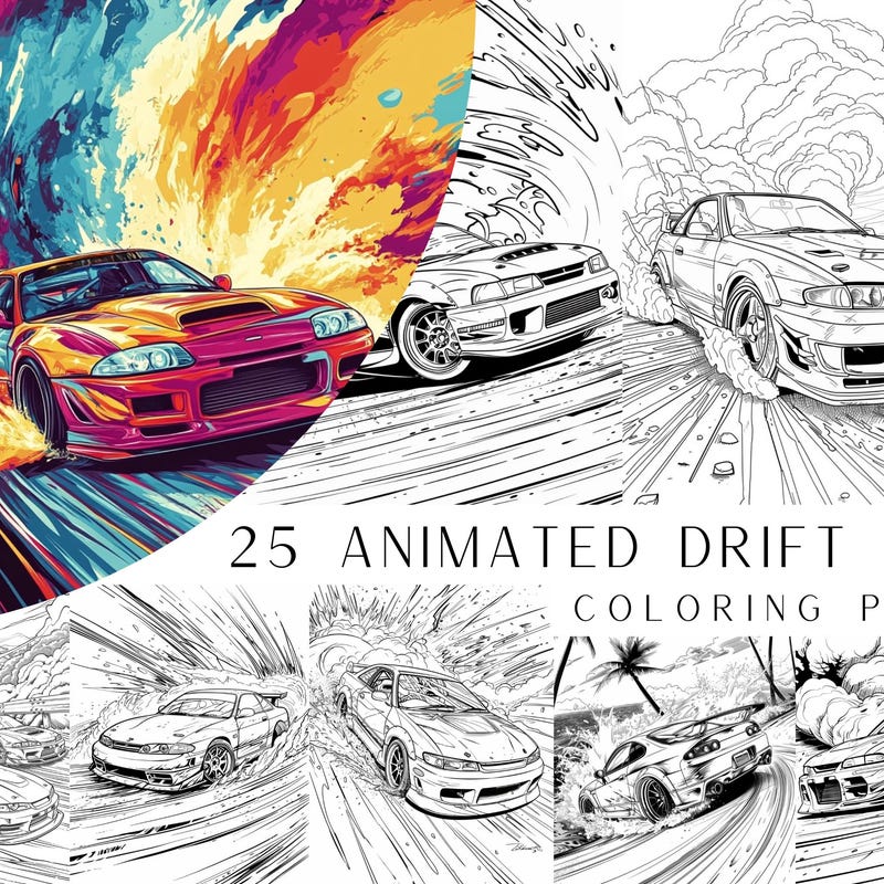 Jdm Car Coloring Book - Etsy
