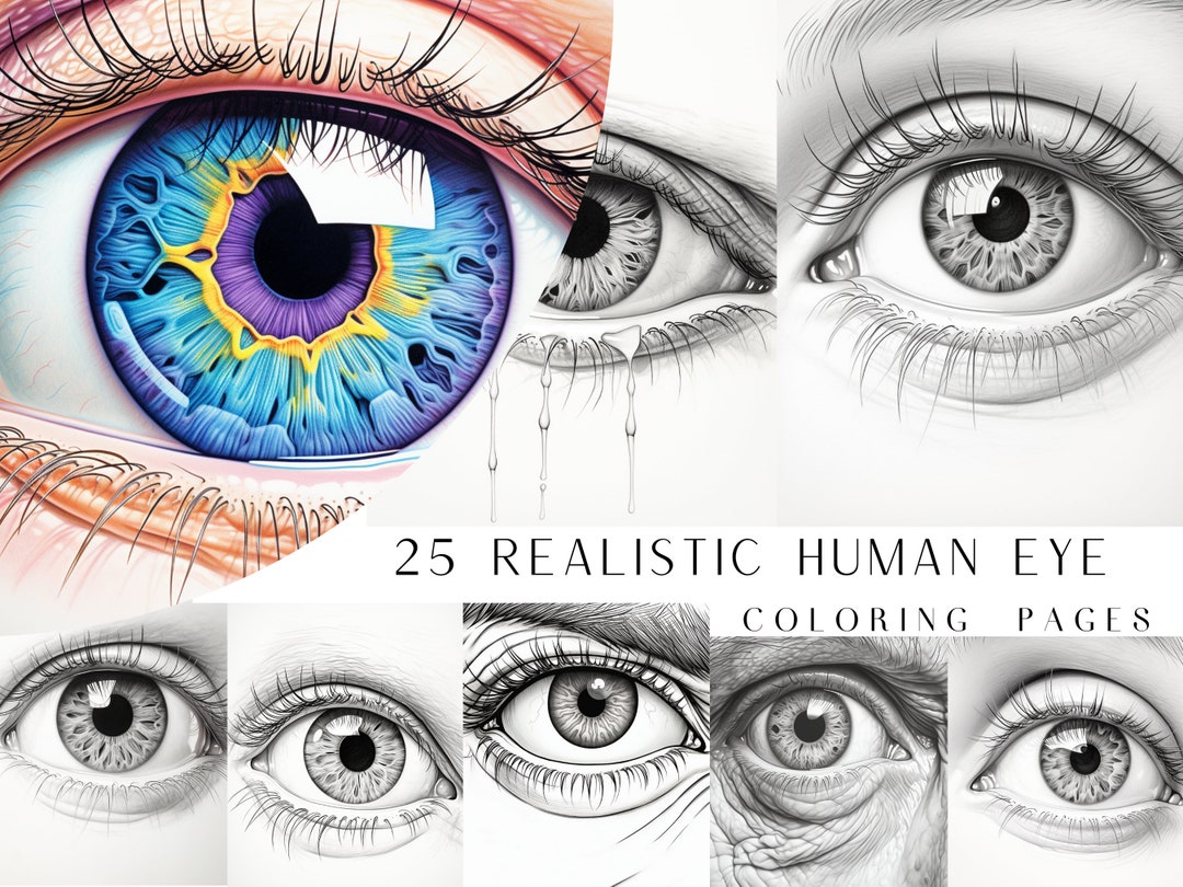 25 Realistic Human Eye Coloring Pages - Adult and Kids Coloring Book ...