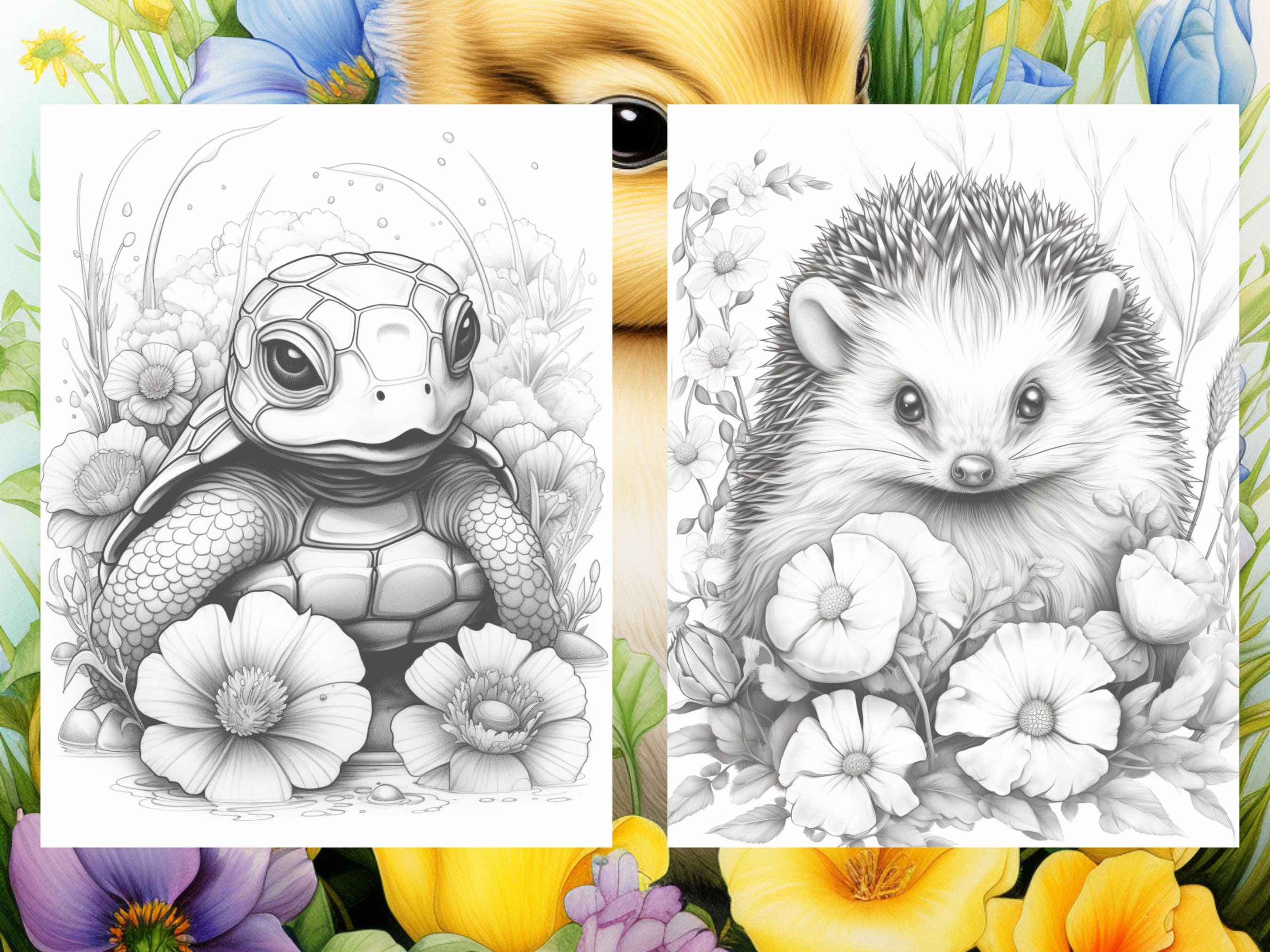 50 Cute Floral Baby Animal Coloring Pages - Adult and Kids Coloring ...