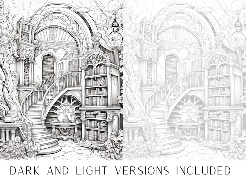 50 Enchanted Library Coloring Pages Adult and Kids Coloring - Etsy UK