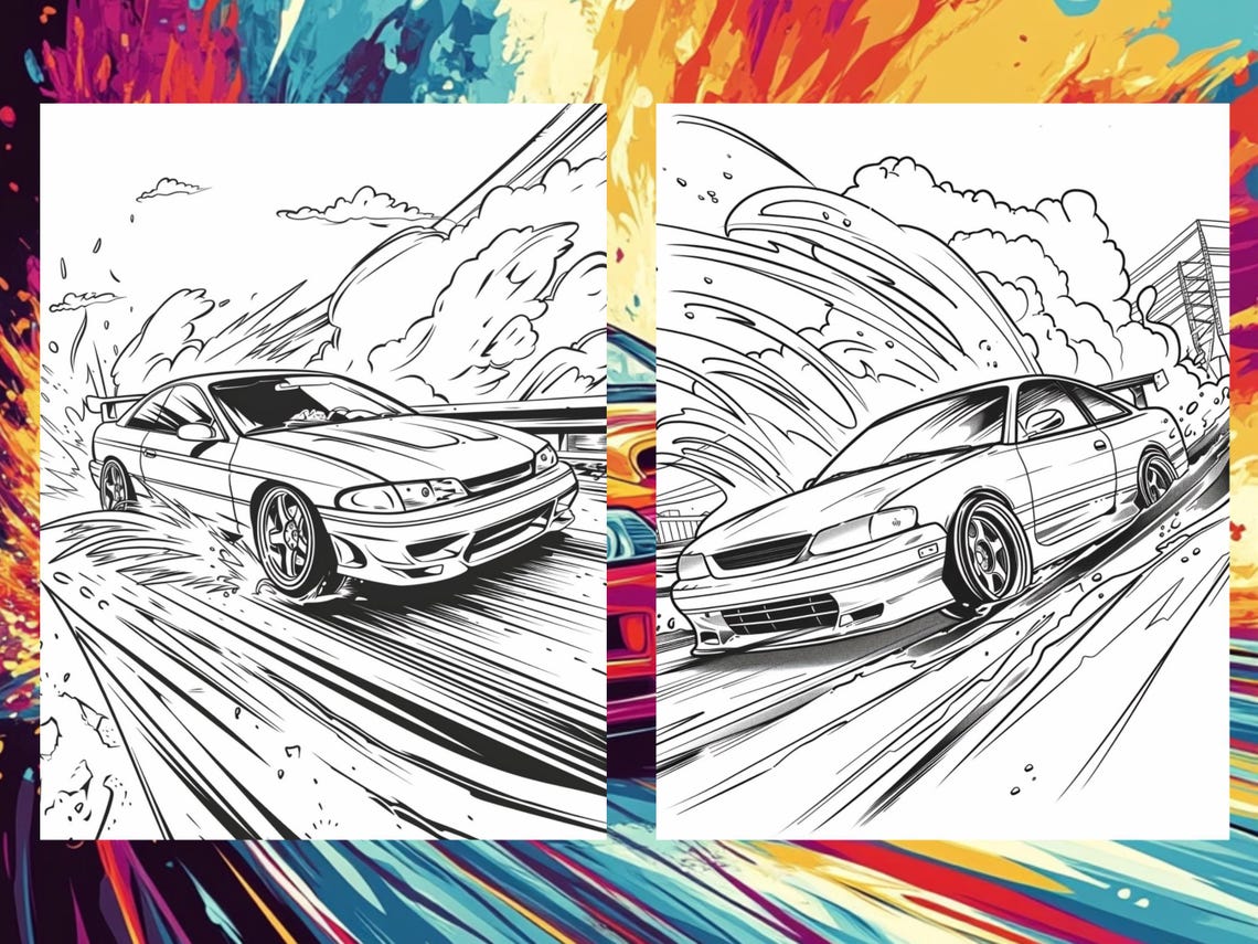 25 Animated Drift Car Coloring Pages - Kids and Adult Coloring Book ...