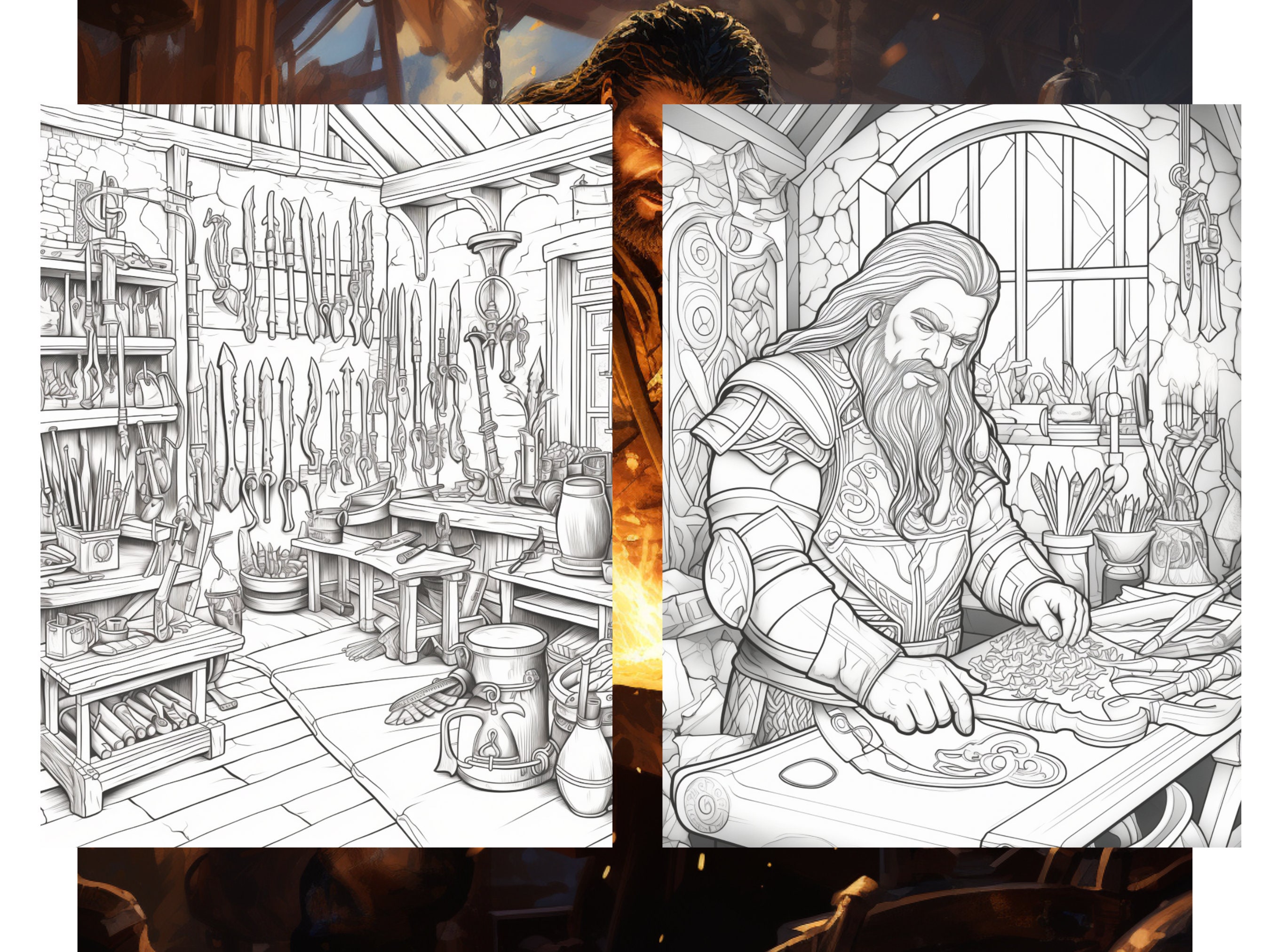 25 Fantasy Blacksmith Coloring Pages Adult and Kids Coloring Book ...