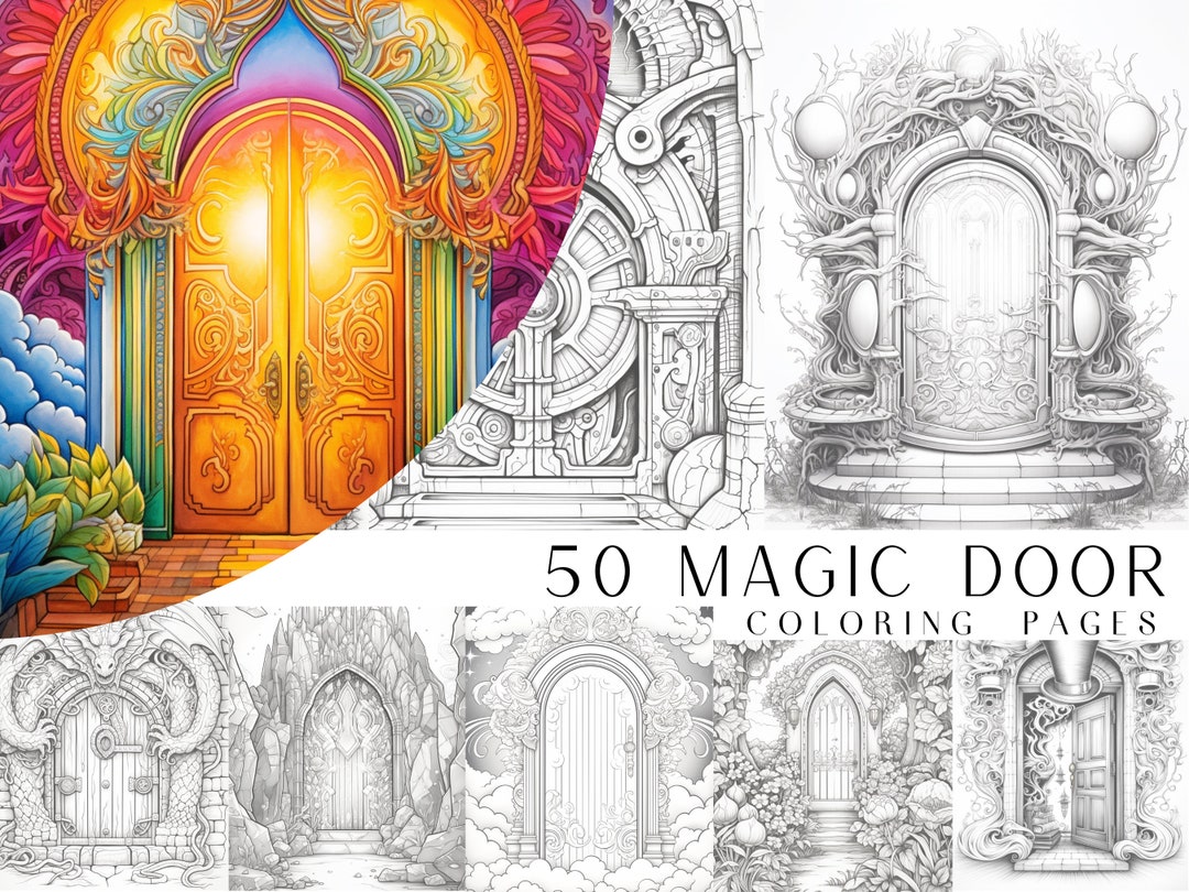 50 Magic Door Coloring Pages - Adult and Kids Coloring Book, Fantasy ...