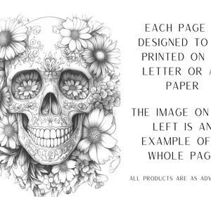 50 Floral Human Skull Coloring Pages - Adults and Kids Coloring Book ...