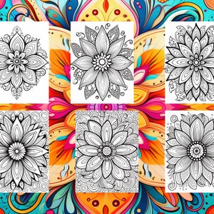 50 Floral Pattern Coloring Pages - Adults Coloring Book, Mindfulness ...