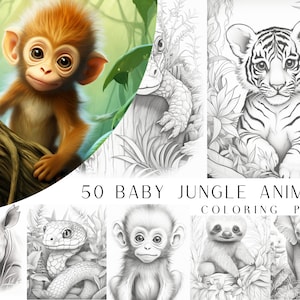 50 Baby Jungle Animal Coloring Pages - Adult and Kids Coloring Book ...