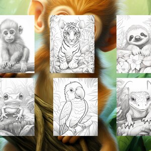 50 Baby Jungle Animal Coloring Pages - Adult and Kids Coloring Book ...