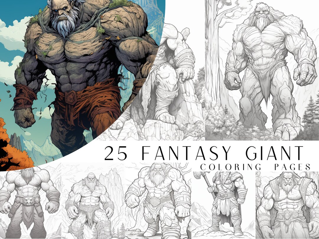 25 Fantasy Giant Coloring Pages - Adult and Kids Coloring Book, Fantasy ...