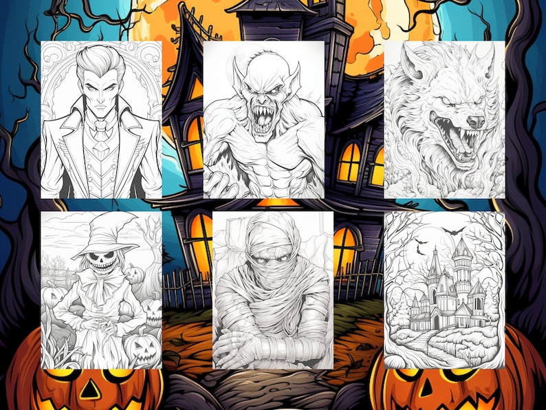 100 Halloween Theme Coloring Pages - Kids and Adult Coloring Book ...