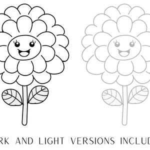 25 Cute Kawaii Flower Coloring Pages - Adult and Kids Coloring Book ...