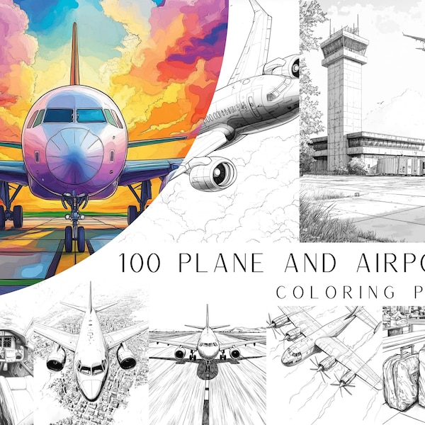 Aviation Colouring Book - Etsy