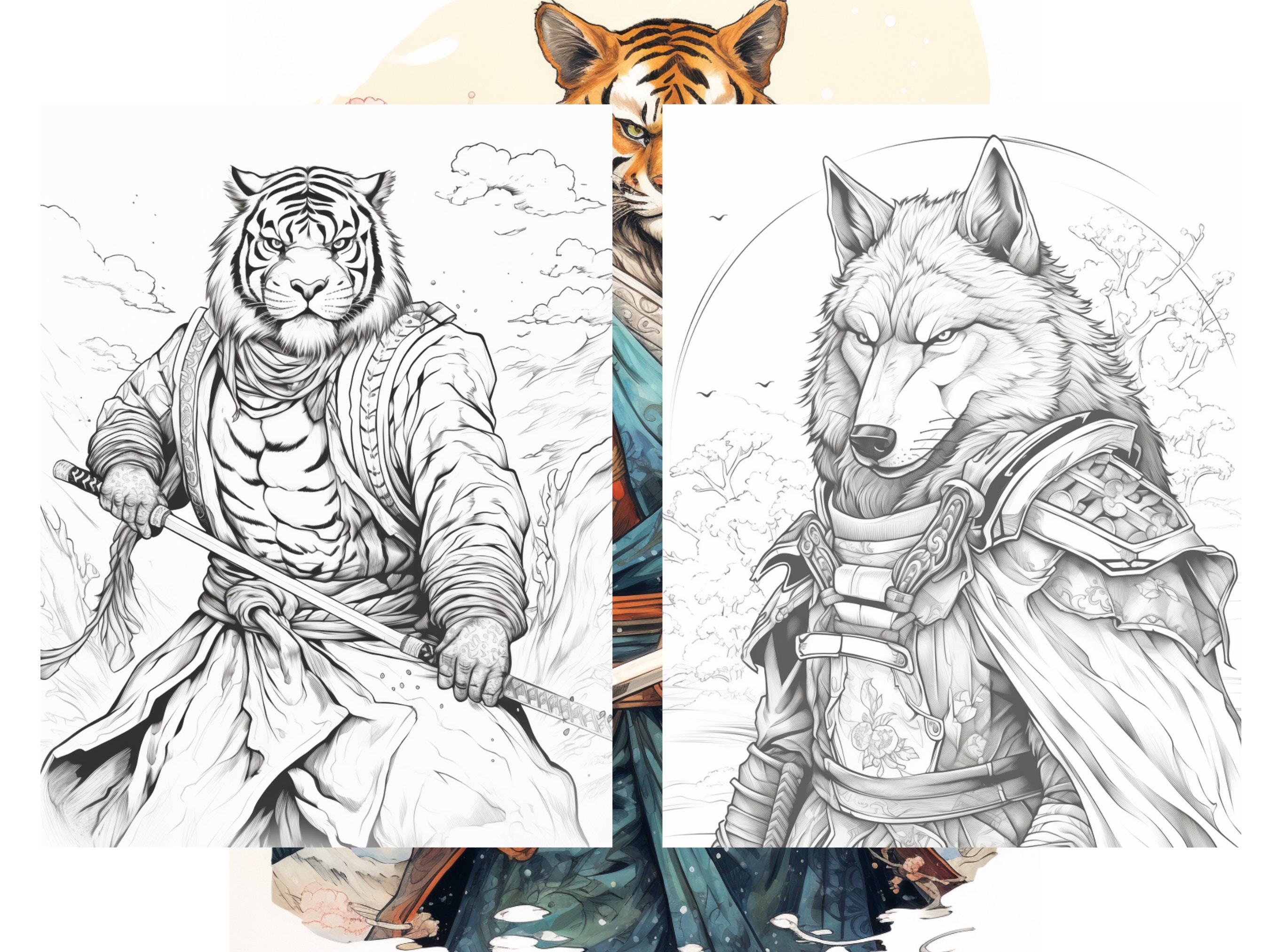 25 Animal Samurai Coloring Pages - Kids and Adults Coloring Book ...