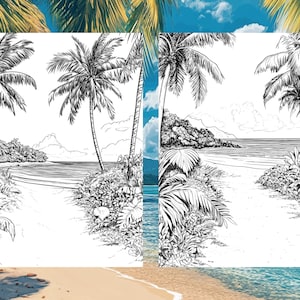 25 Tropical Beach Coloring Pages - Adult and Kids Coloring Book ...