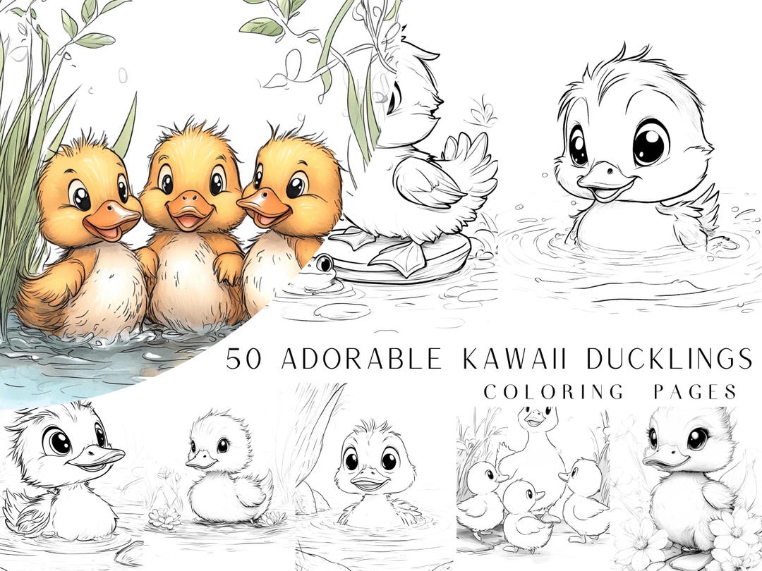 50 Adorable Kawaii Duckling Coloring Pages - Adult and Kids Coloring ...