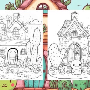 50 Kawaii Tiny Home Coloring Pages - Adult and Kids Coloring Book ...