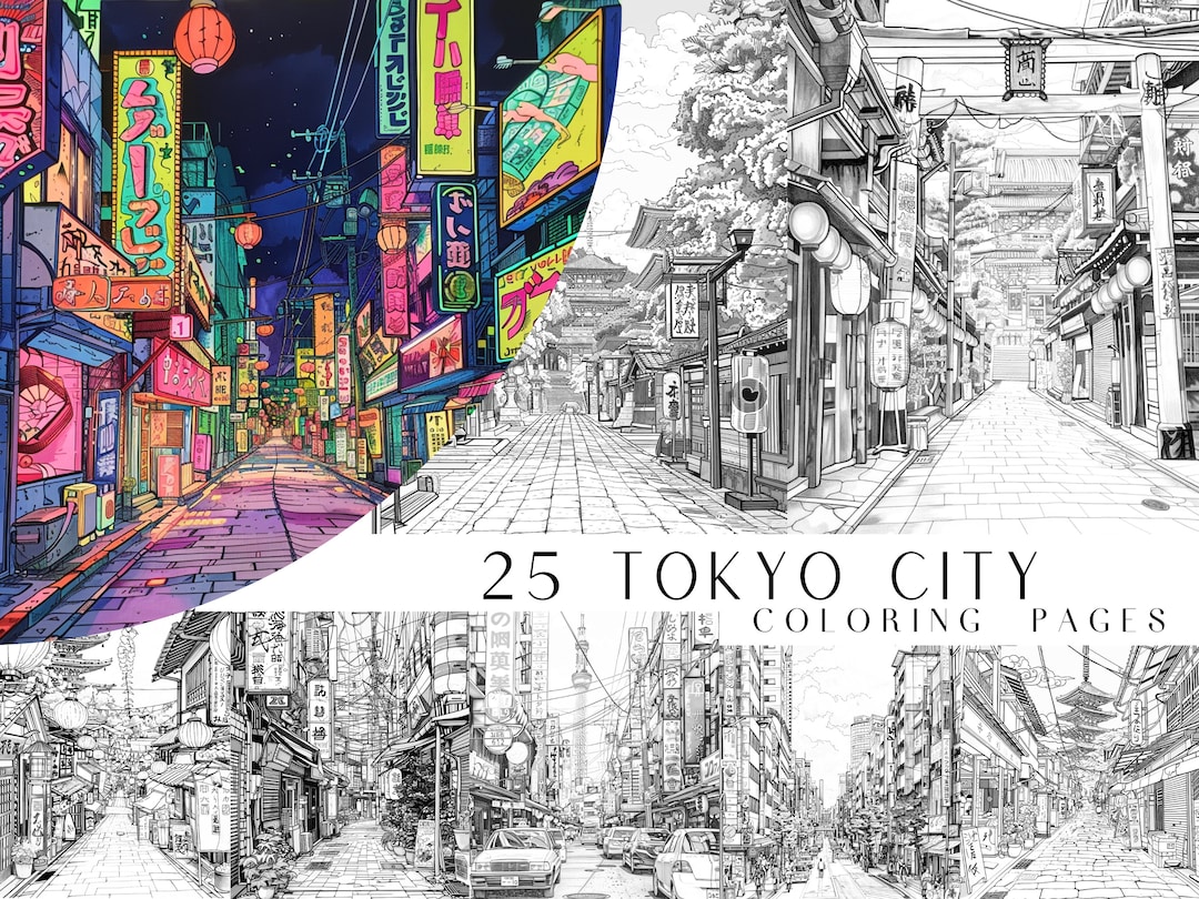 25 Tokyo City Coloring Pages - Adult and Kids Coloring Book, Realism ...